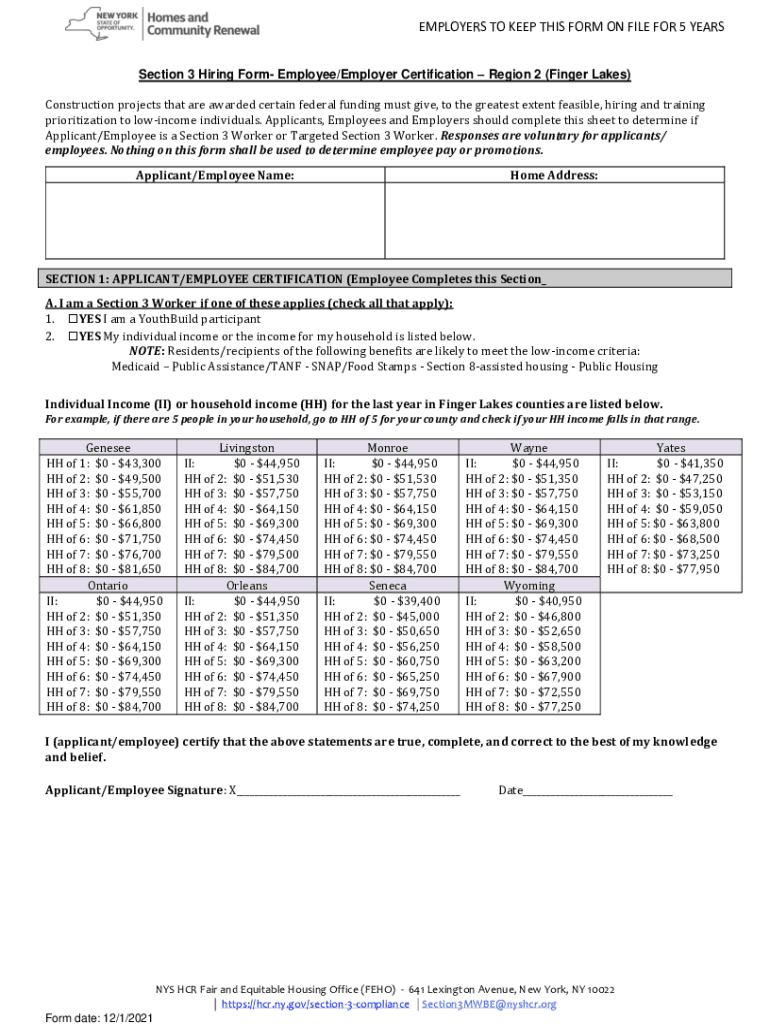 Fillable Online EMPLOYERS TO KEEP THIS FORM ON FILE FOR 5 YEARS - hcr ...