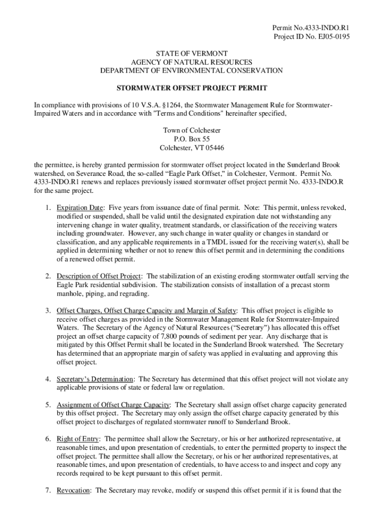 Fillable Online Permit No.4333-INDO.R1 Project ID No. EJ05-0195 STATE OF ... Fax Email Print ...