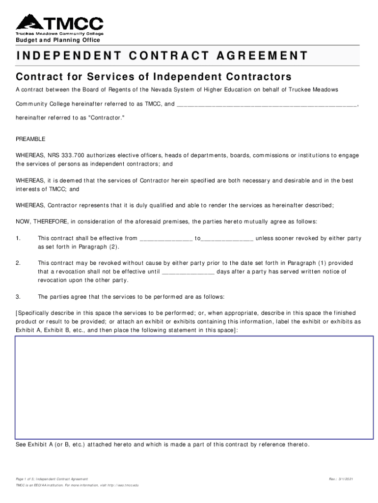 Fillable Online eforms.comemploymentindependent-contractorFree ...