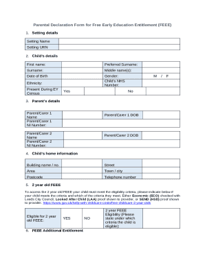 FINAL Parental Declaration for Free Early Education Entitlement ...