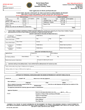 Fillable Online (Seal) Sylvia Garza-Perez County Clerk Cameron County ...