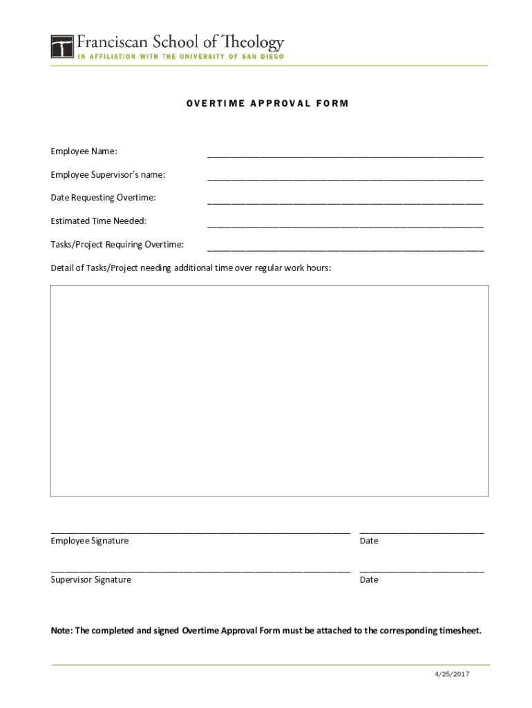 Fillable Online Free Overtime Request FormsSmartsheetFree Overtime ...