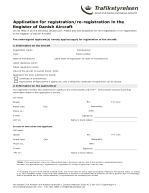 Fillable Online www.trafikstyrelsen.dkda-Application for registration ...