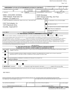 Fillable Online 1. CONTRACT ID CODE PAGE OF PAGES AMENDMENT OF ...