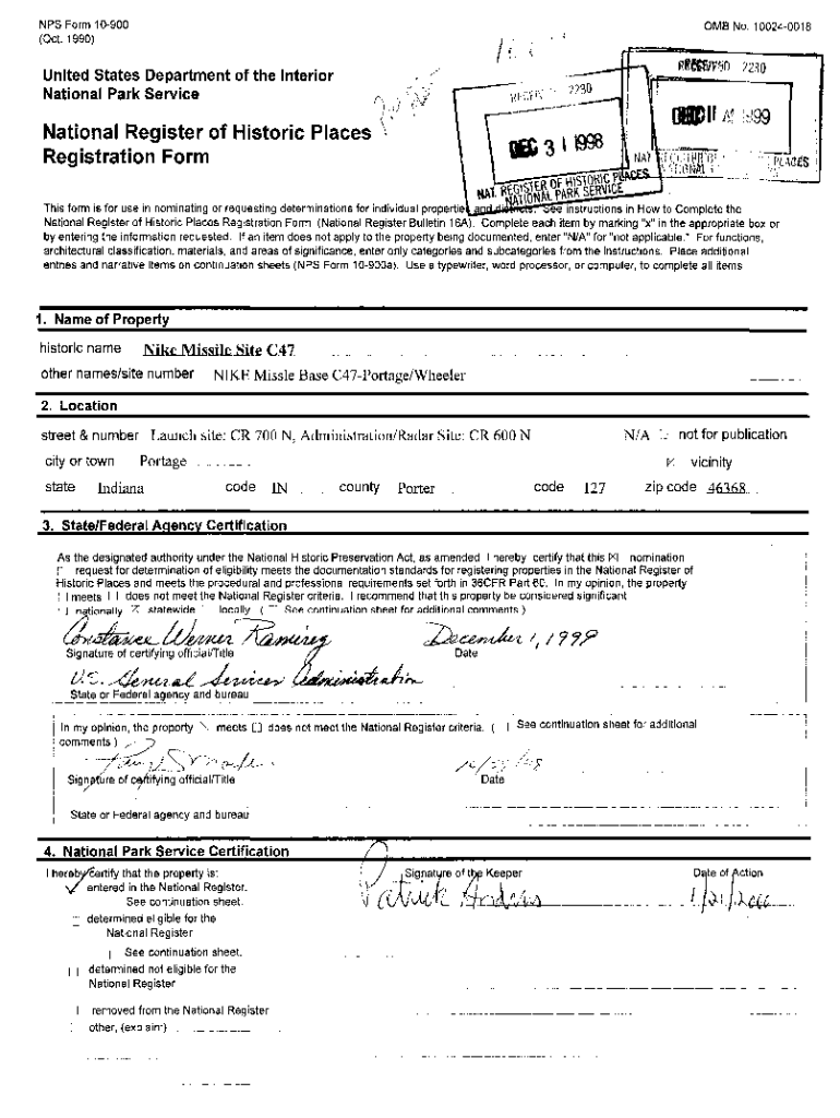 Fillable Online NFS Form 10-900 OMBNo. 10024-0018 ... - National Park ...