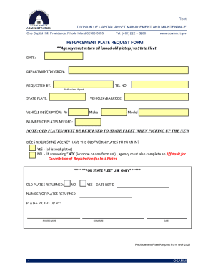 Fillable Online Replacement Plate Request Form rev 4-2021 Fax Email ...