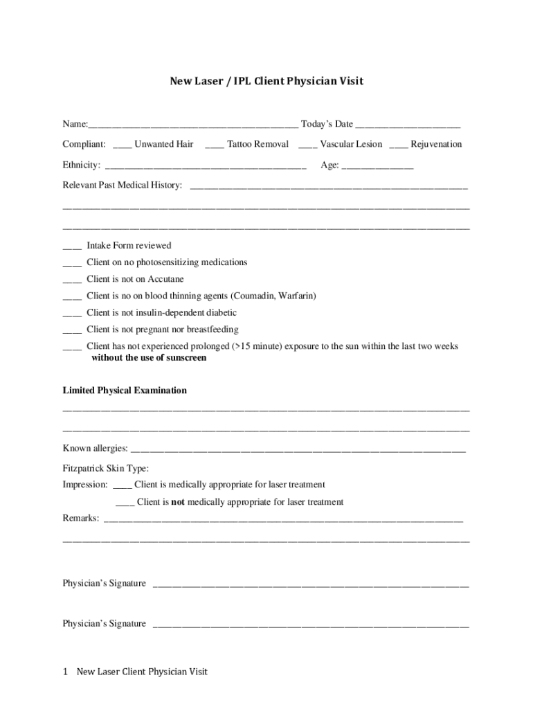 Fillable Online Laser Hair Removal Client Forms IPL Client Information ...