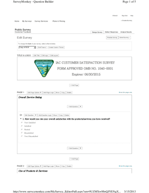Fillable Online * Edit Survey IAC CUSTOMER SATISFACTION SURVEY FORM ... Fax Email Print - pdfFiller