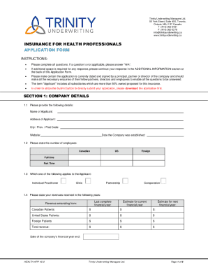 Fillable Online www.trinityunderwriting.ca wp-content uploadsNON-PROFIT DIRECTORS AND OFFICERS ...