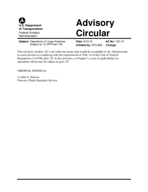 Fillable Online rgl faa AC 125-1A. Operations of Large Airplanes ...
