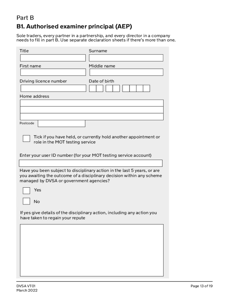 Fillable Online Fillable Online MOT authorised examiner principals. Apply ... Fax Email Print ...