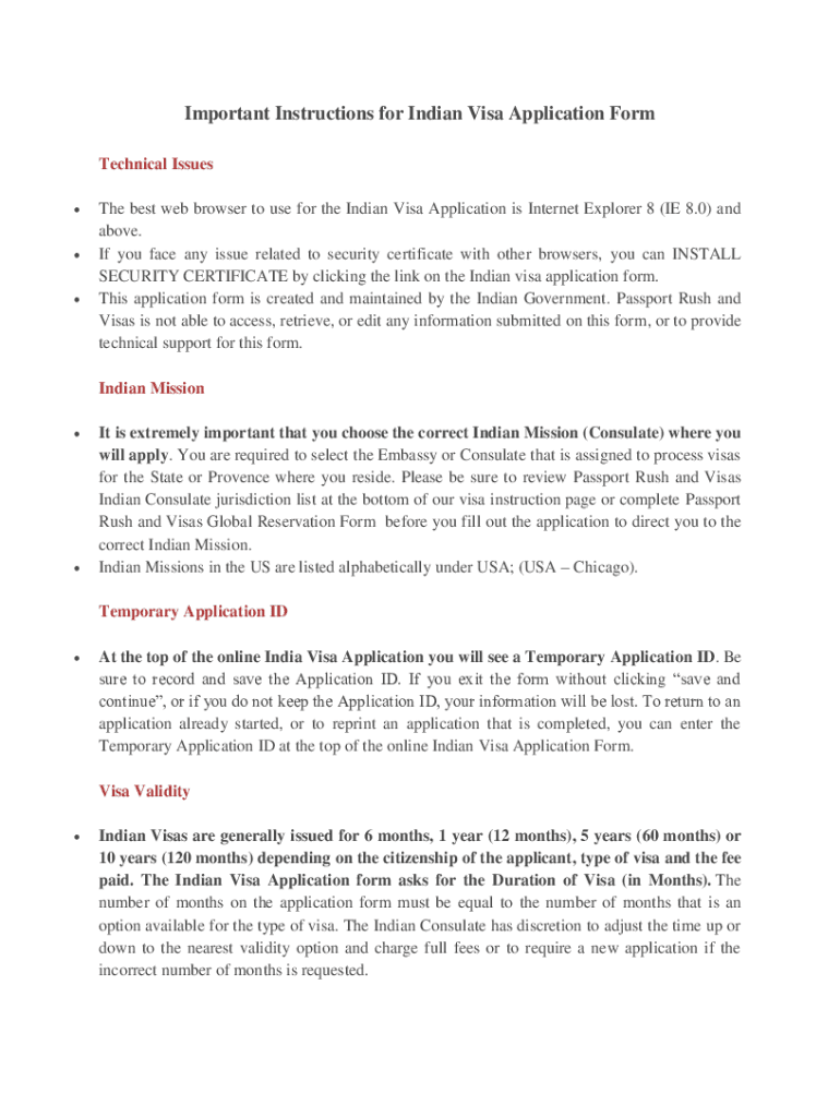 Fillable Online indianvisasgov.inindian-visa-instructionInstructions ...