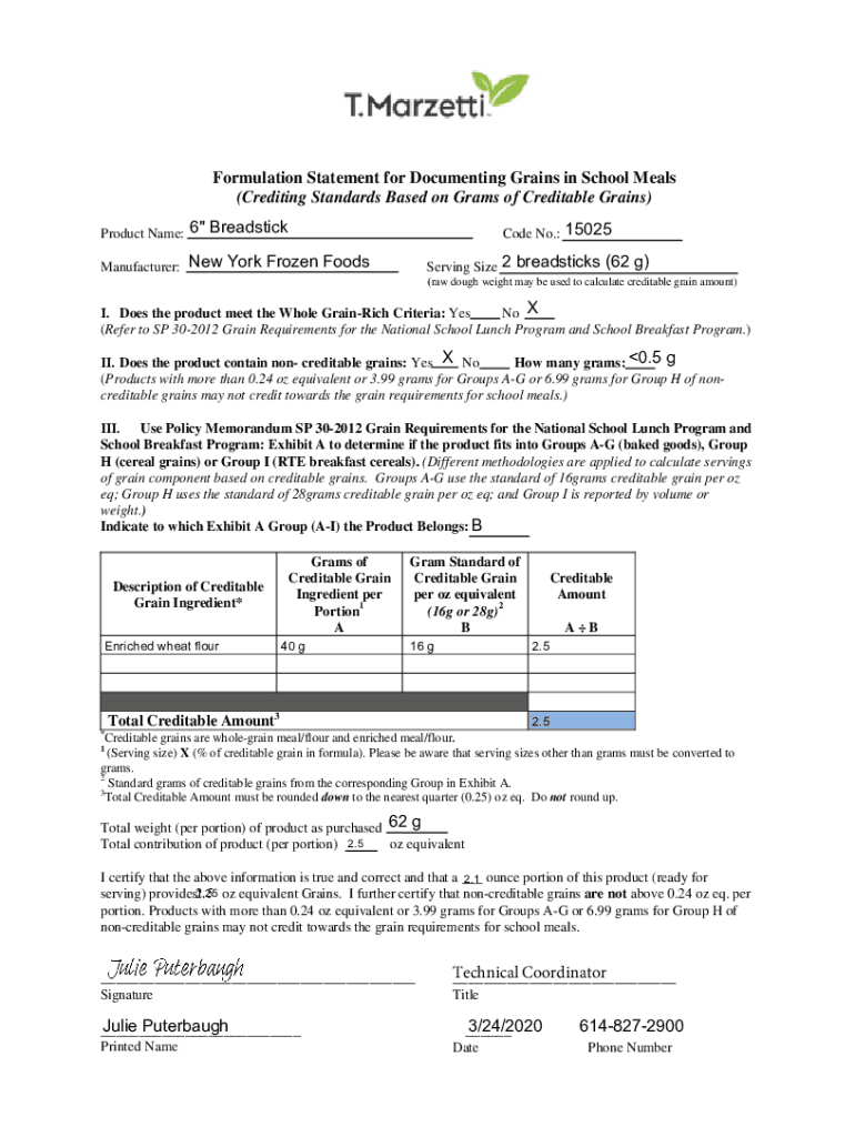 Fillable Online www.marzettifoodservice.comwp-contentuploadsFormulation ...