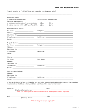 Fillable Online Subdivision Final Plat Approval Process & Application ...