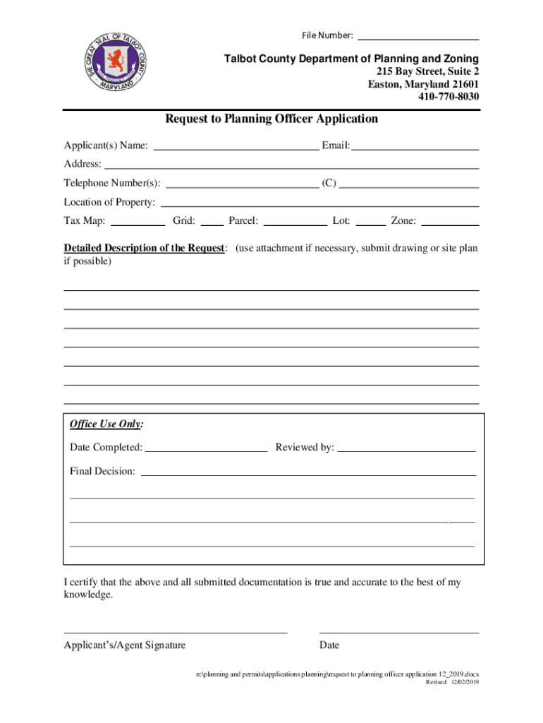 Fillable Online Request to Planning Officer Application Fax Email Print ...