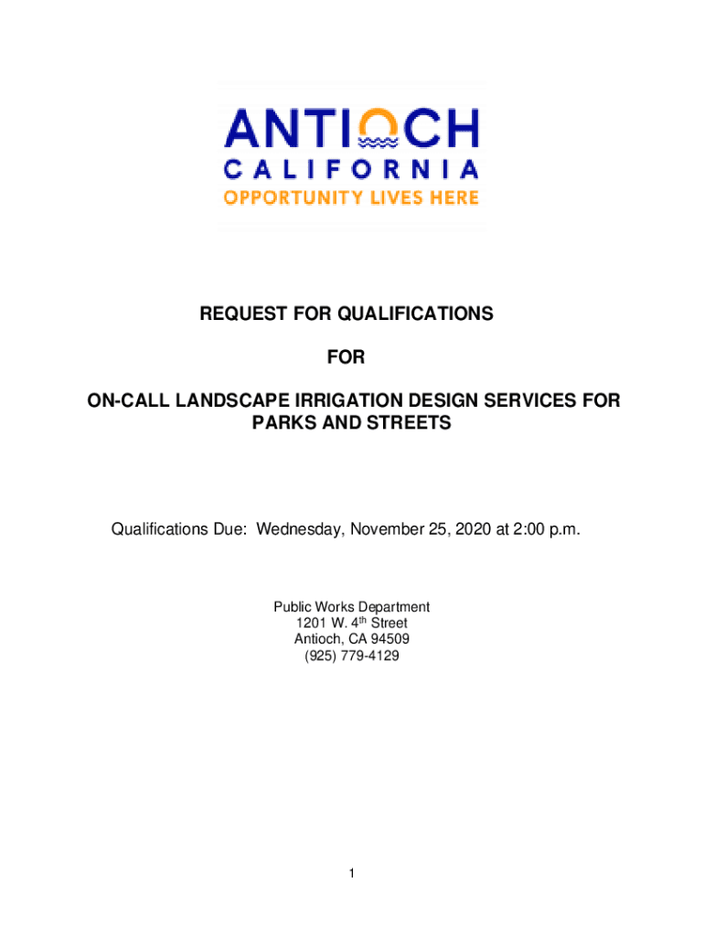 Fillable Online REQUEST FOR STATEMENT OF QUALIFICATIONS ON-CALL LANDSCAPE ARCHITECTURE SERVICES ...