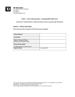 Fillable Online Term Life Living Benefits Claim Form. Term Life Living ...