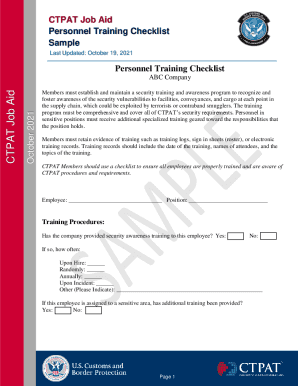 Fillable Online Sample Of A Ctpat Audit Checklist - Free PDF File Sharing Fax Email Print ...