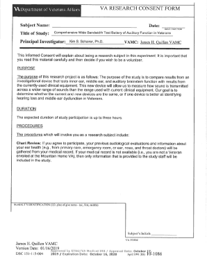 Fillable Online VA RESEARCH CONSENT FORM - clinicaltrials.gov Fax Email ...