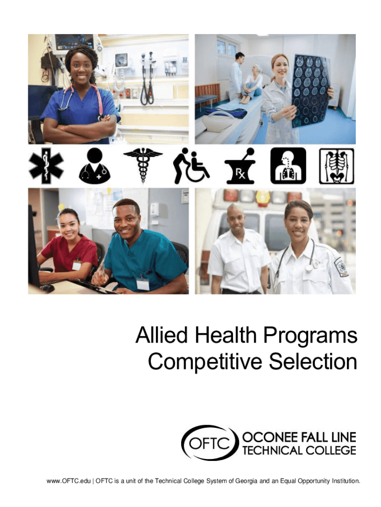 Fillable Online OFTC Allied Health Programs Competitive Selection Application Booklet Fax Email ...