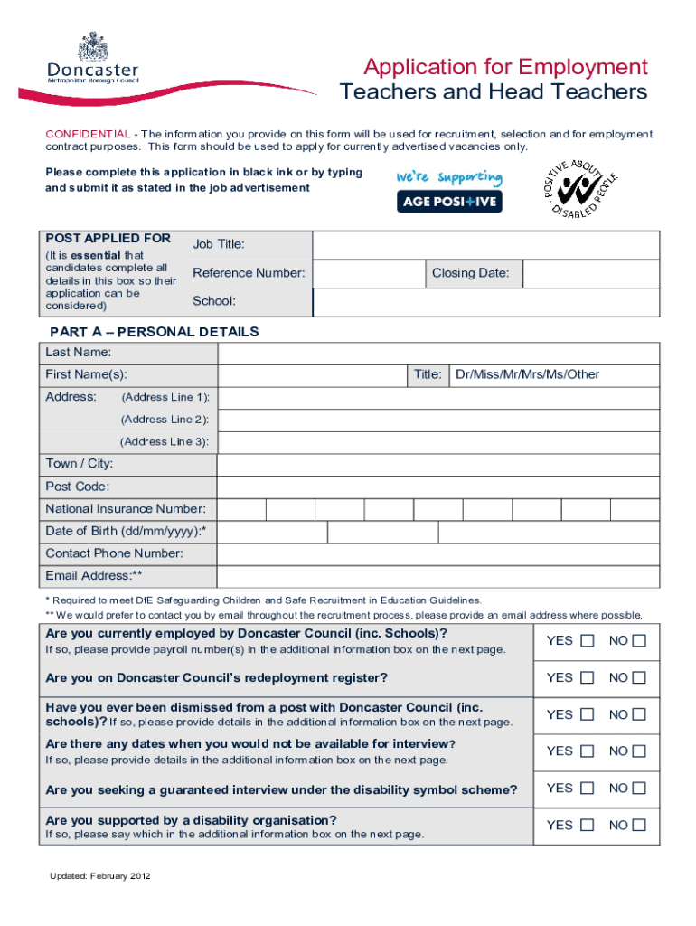 Fillable Online Teacher application form Fax Email Print - pdfFiller