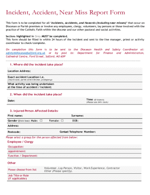 Fillable Online Near Miss Report Form: Free TemplatesSafetyCultureNear ...