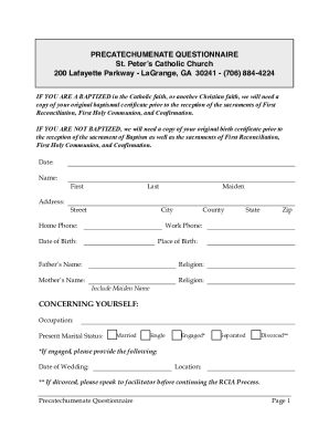 Fillable Online Rite of Christian Initiation of Adults Fax Email Print ...