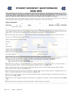 Fillable Online Campus: Student Residency Questionnaire Fax Email Print ...