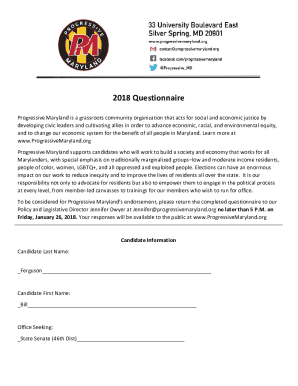 Fillable Online 2018 Questionnaire for State Senate Fax Email Print - pdfFiller