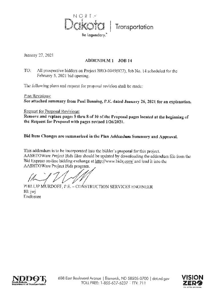 Fillable Online ADDENDUM SUMMARY SHEET - vdot.virginia.gov Fax Email ...