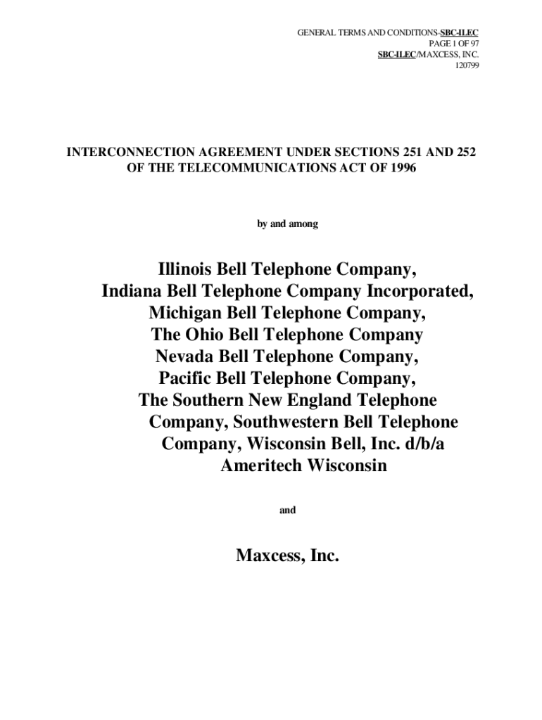 Fillable Online INTERCONNECTION AGREEMENT- UNDER SECTIONS 251 AND 252 OF ... Fax Email Print ...