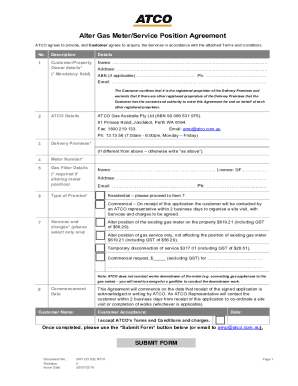 Fillable Online Alter Gas Meter Position Request Form Fax Email Print ...