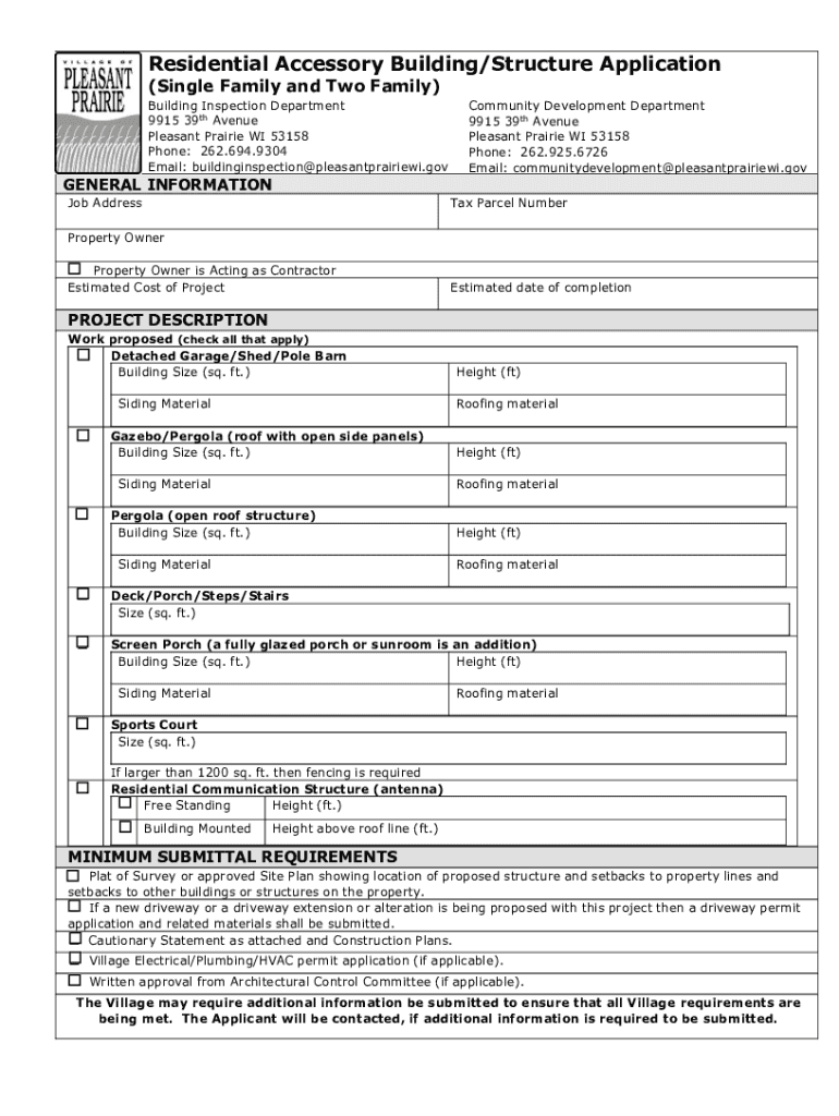 Fillable Online www.fill.ioResidential-Accessory-BuildingFillable ...