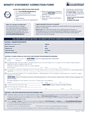 Fillable Online GIC Benefit Statement Correction Form Fax Email Print ...