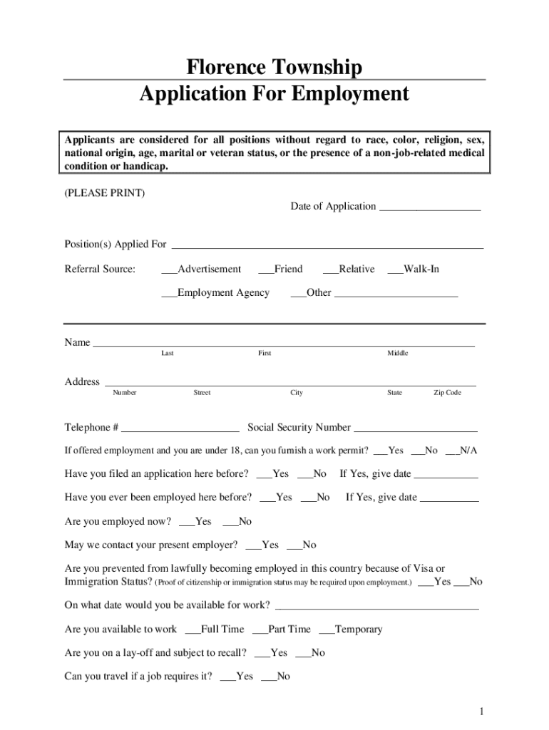 Fillable Online In compliance with Federal and State equal employment ... Fax Email Print ...