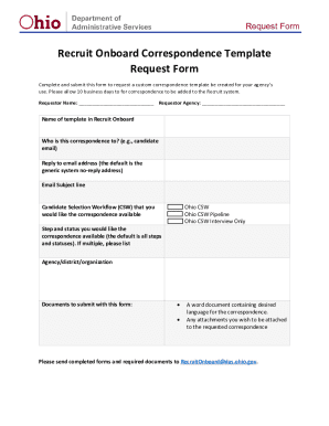 Fillable Online Recruit Onboard Correspondence Template Request Form ...