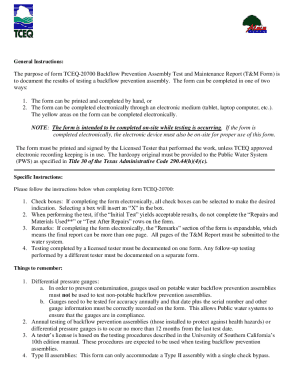 Fillable Online TCEQ Form 20700 - BACKFLOW PREVENTION ASSEMBLY TEST AND ...