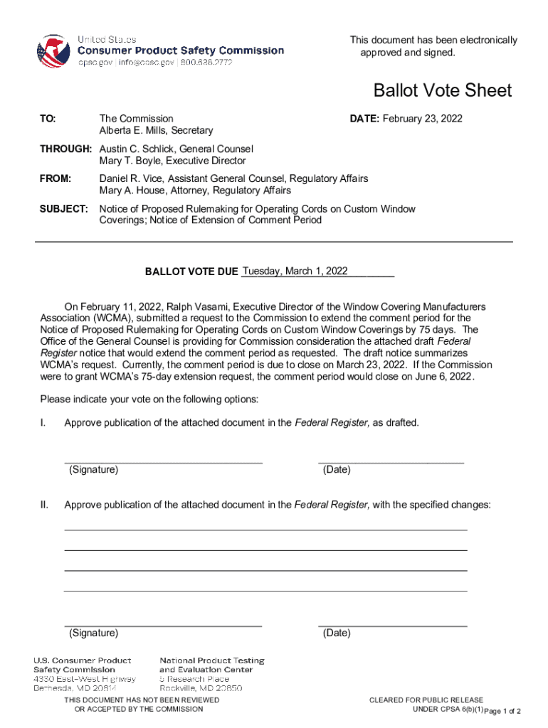Fillable Online DATE: BALLOT VOTE SHEET Fax Email Print - pdfFiller