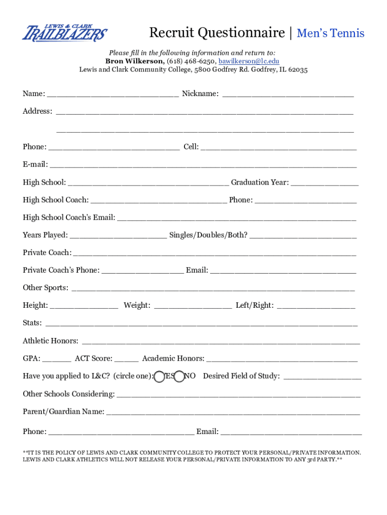 Fillable Online 14+ Recruitment Questionnaire Templates - DOC, PDFFree ...