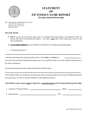 Fillable Online sos ok SOS Form 0030 "Certificate of Authority (Foreign ...
