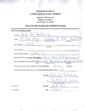 Fillable Online North Carolina Alcoholic Beverage Control Commission ...