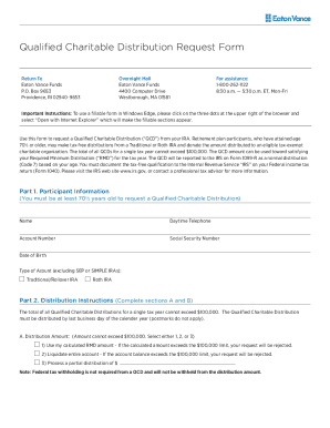 Fillable Online Qualified Charitable Distribution Request Form - Eaton Vance Fax Email Print ...