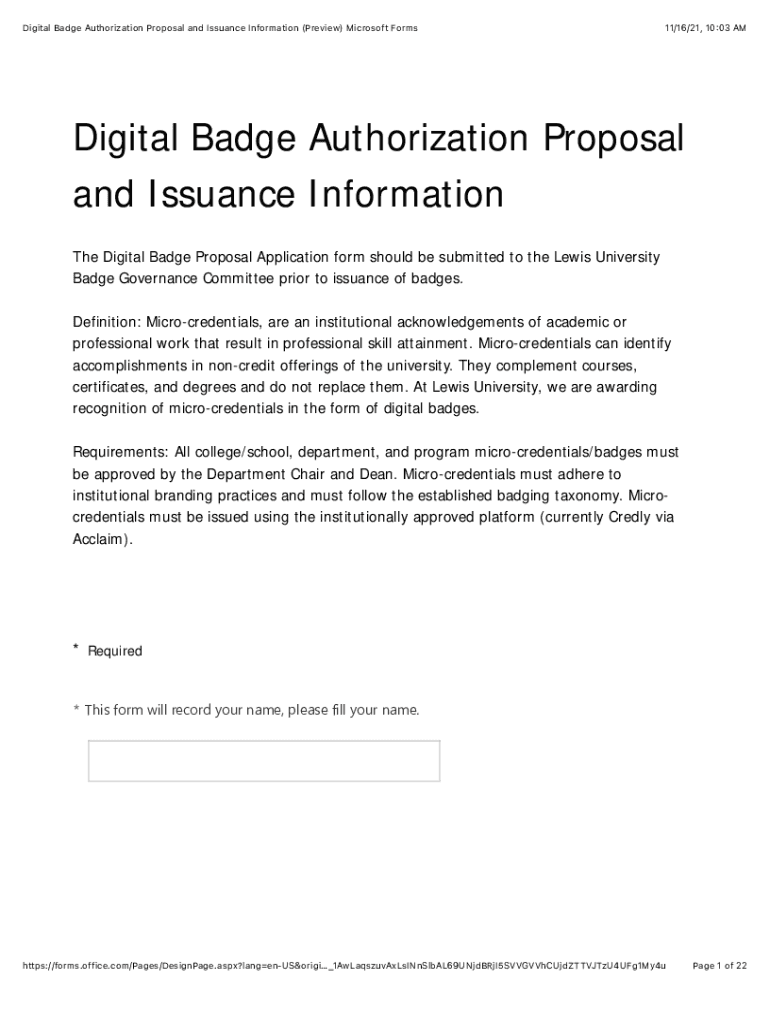 Fillable Online Digital Badge Authorization Proposal and Issuance ...