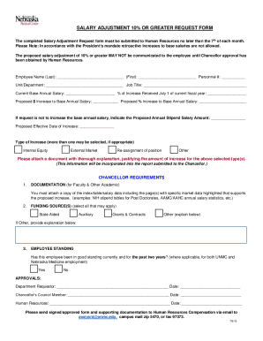 Fillable Online SALARY ADJUSTMENT 10% OR GREATER REQUEST FORM Fax Email ...