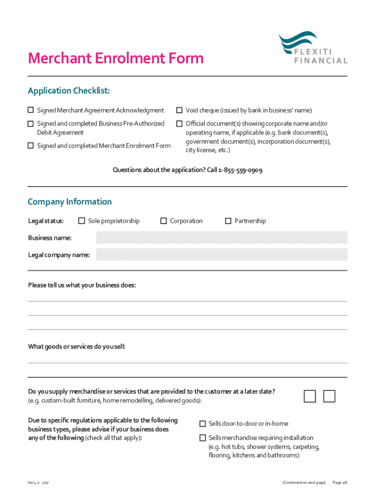 Fillable Online For The Merchant Checklist & Guide for Application and ...