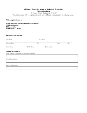 Fillable Online School of Radiologic Technology Observation Form.doc Fax Email Print - pdfFiller