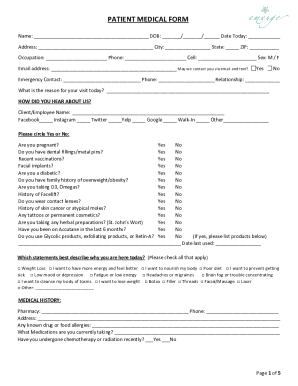 Fillable Online New Patient medical form - eyeworkseyecare.com Fax Email Print - pdfFiller