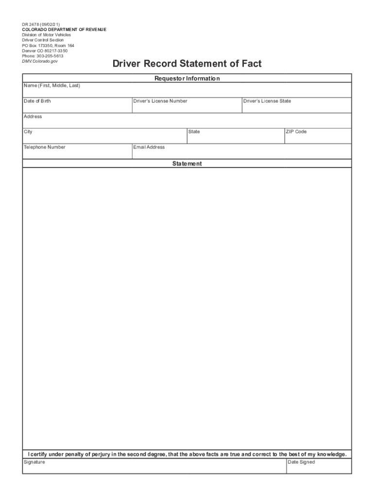 2021 Form CO DR 2478 Fill Online, Printable, Fillable, Blank - pdfFiller
