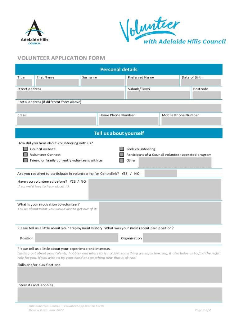 Fillable Online FREE 10+ Sample Volunteer Application Forms in MS ...