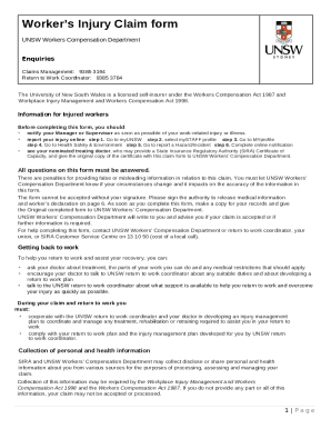 Workers injury claim Doc Template | pdfFiller